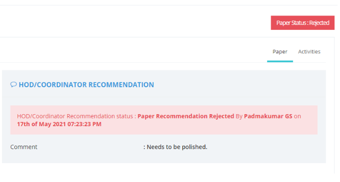 User Guide for HOD or Coordinator